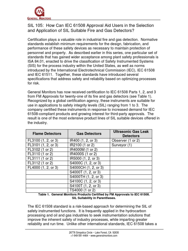 SIL 105 Article - Selection and Application of SIL Suitable Fire and ...