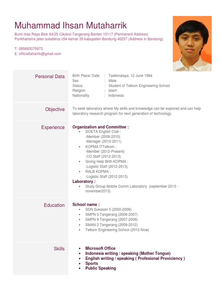 Muhammad Ihsan Mutaharrik Resume | PDF