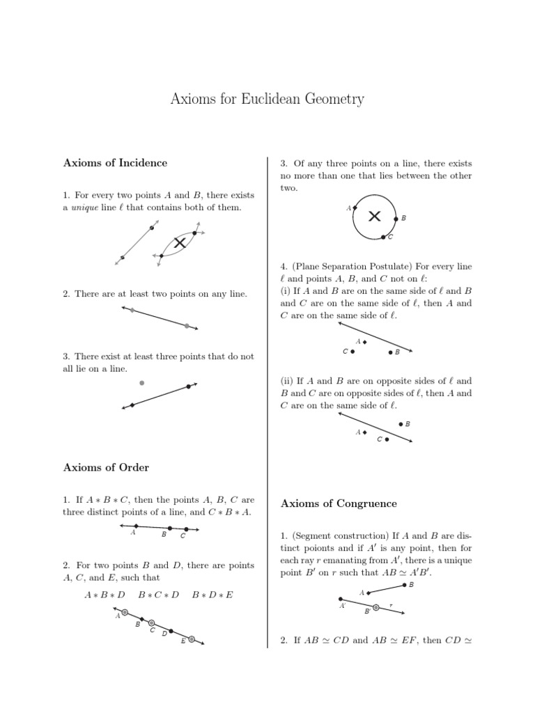 Axioms of Hilbert | PDF | Axiom | Line (Geometry)