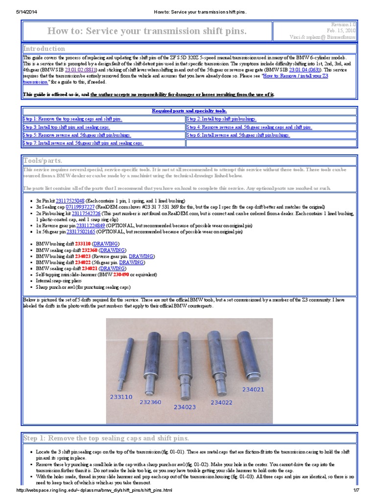 How To Service Your Transmission Shift Pins | PDF | Transmission ...