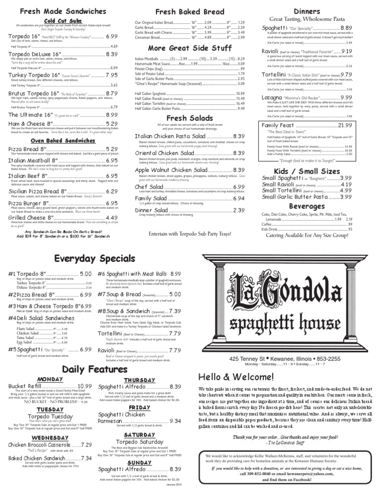 LaGondola_menuNEW | Salad | Pasta