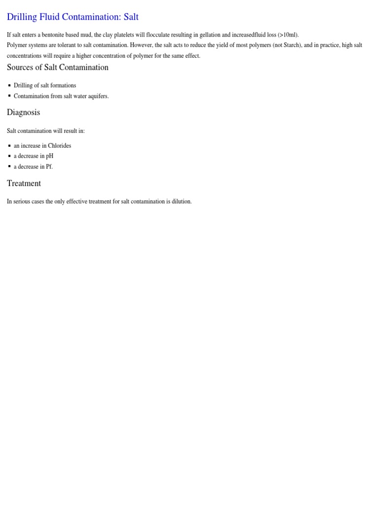 Drilling Fluid Contamination - Salt | PDF