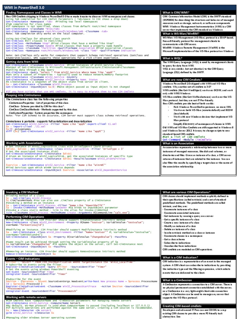 WMI CIM PowerShell v3 1 | PDF | Computing Platforms | Computing