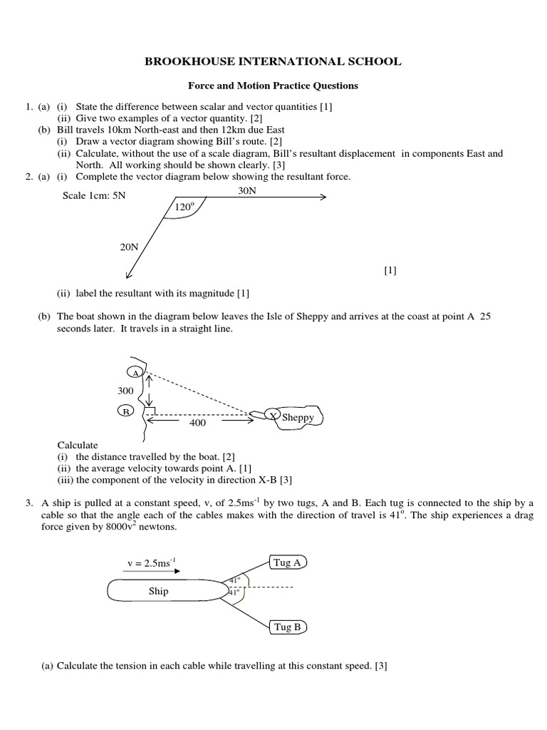 Y12 Force and Motion Practice | PDF | Force | Euclidean Vector