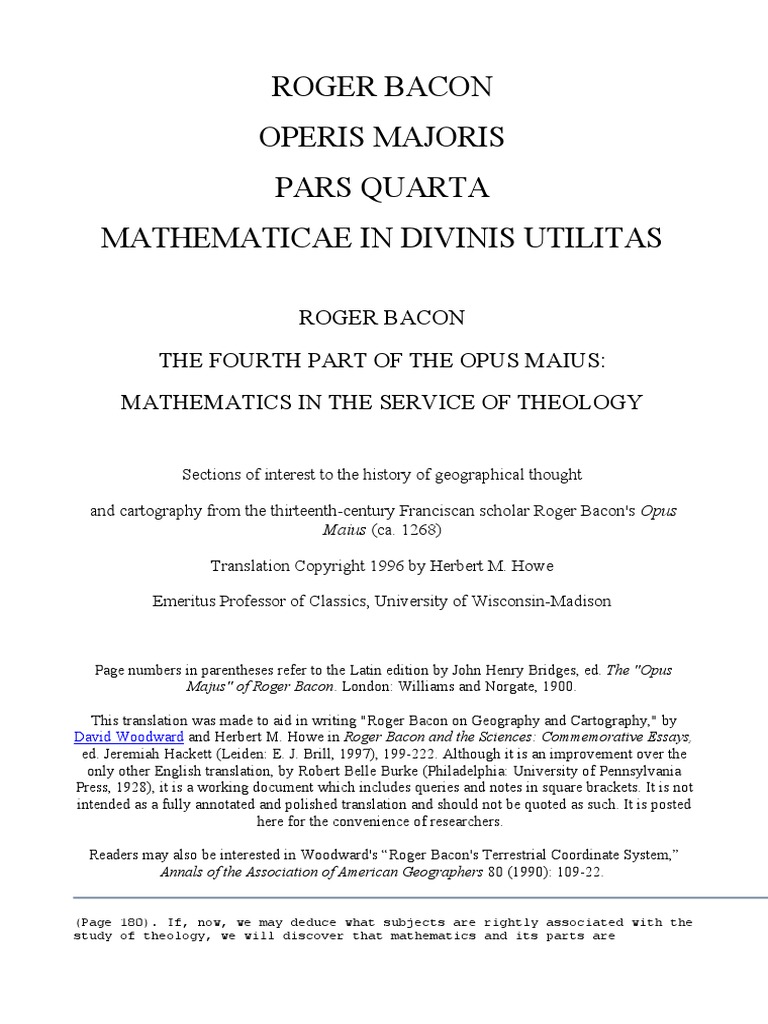 Оperis Мajoris (Roger Bacon) | PDF | Earth | Stars