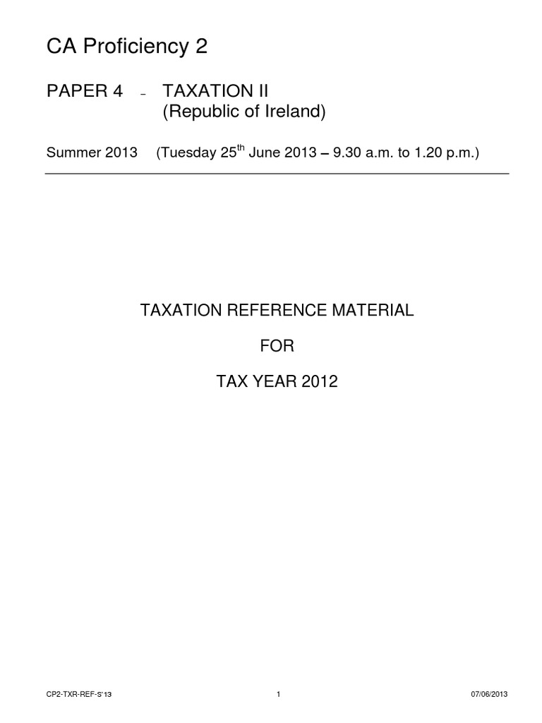 CAP2 Tax Reference Material (ROI) - 2013 Exams | PDF | Government ...