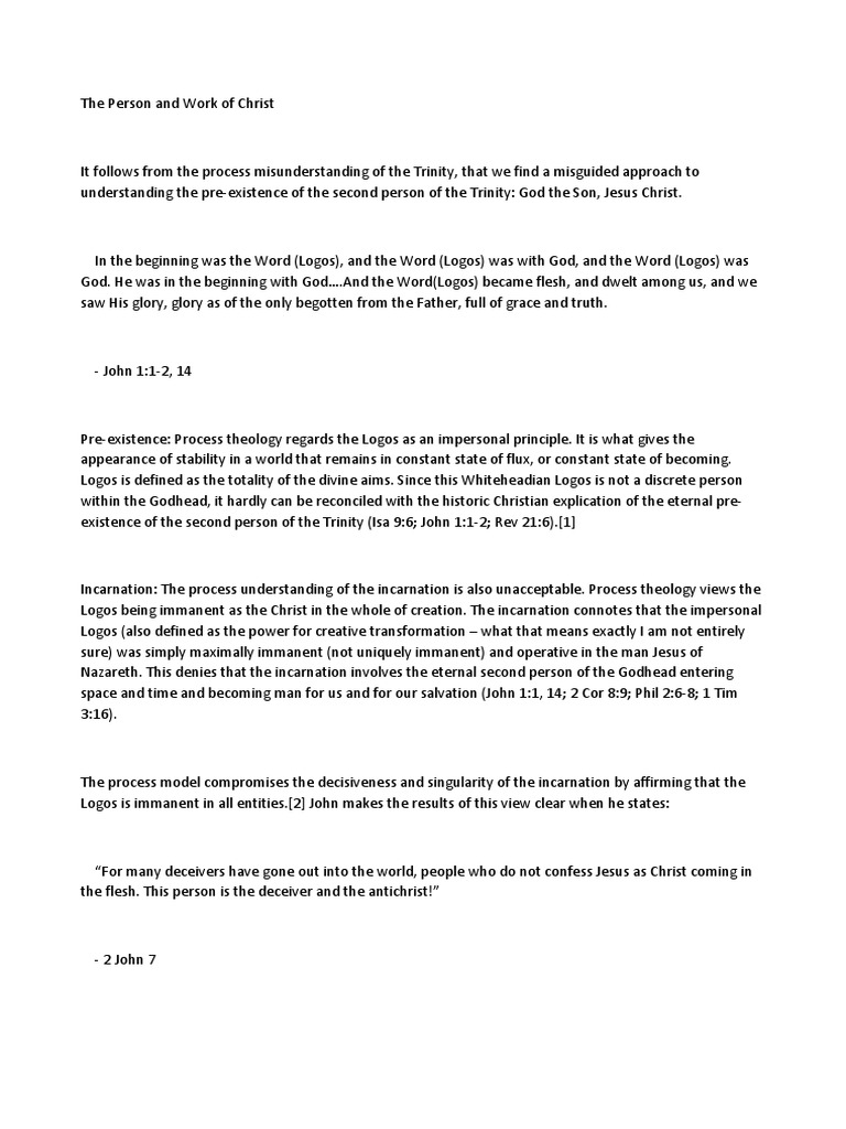 Christology vs. Process Theology | PDF | Incarnation (Christianity ...