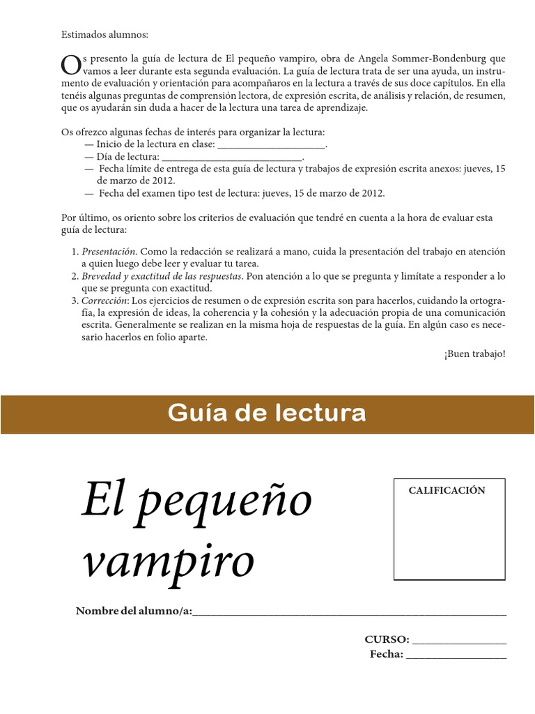 El Pequeño Vampiro Quinto Basico | PDF | Ficción general