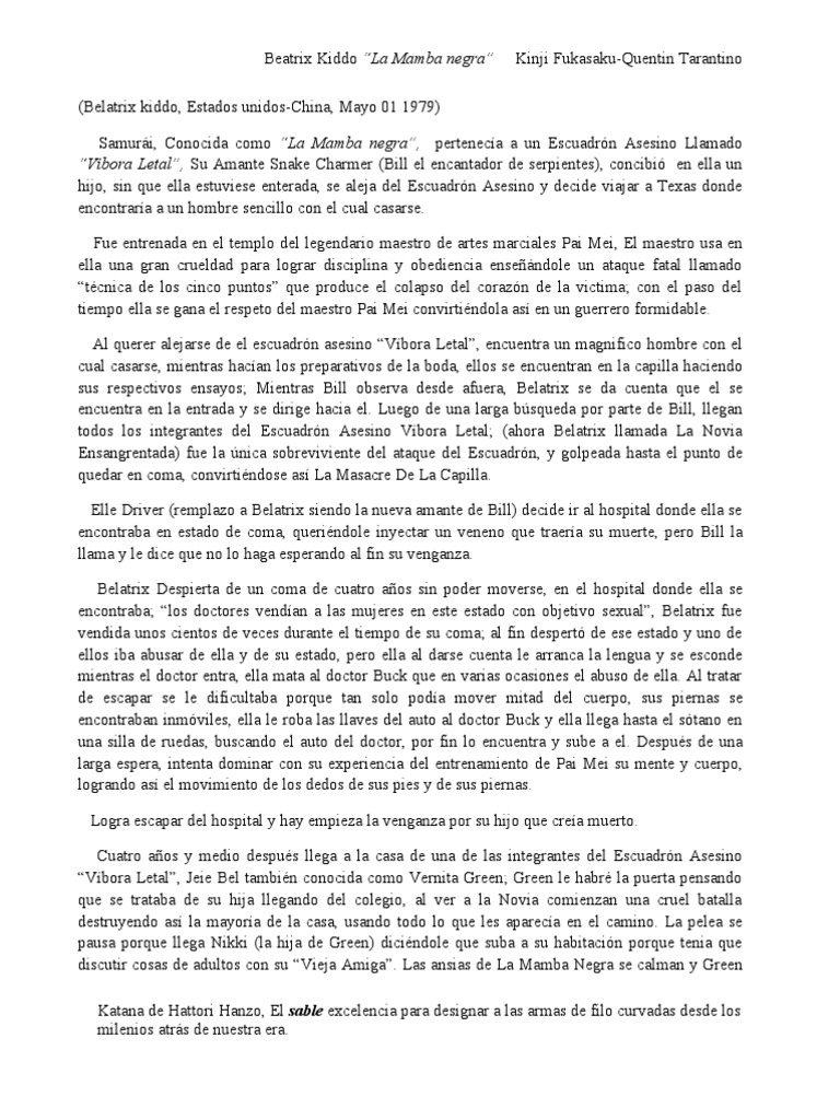 Biografia de Belatrix Kiddo | PDF | Ocio