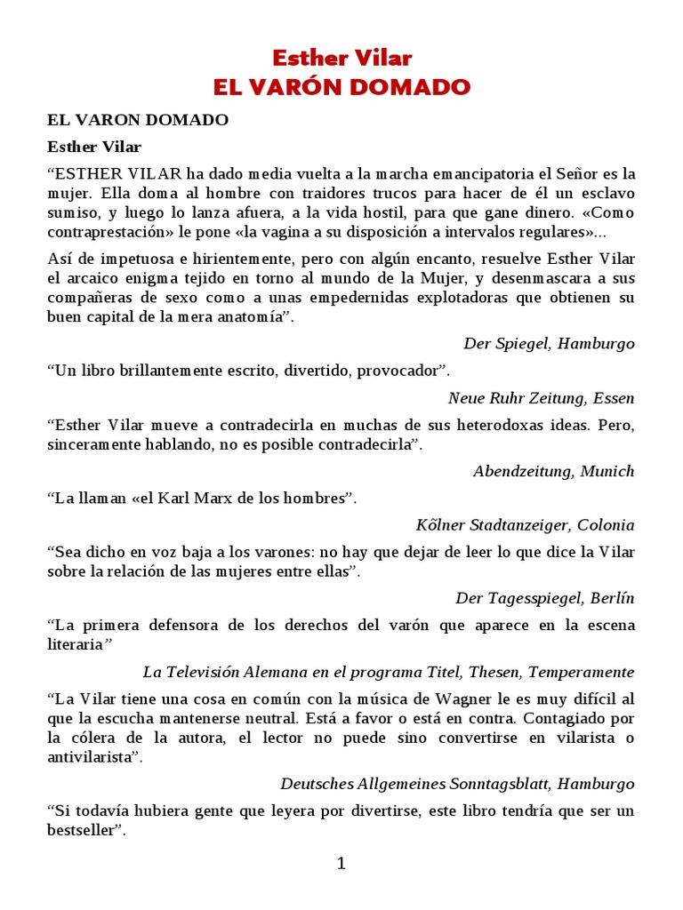 El Varon Domado | PDF | Homo Sapiens | Mujer