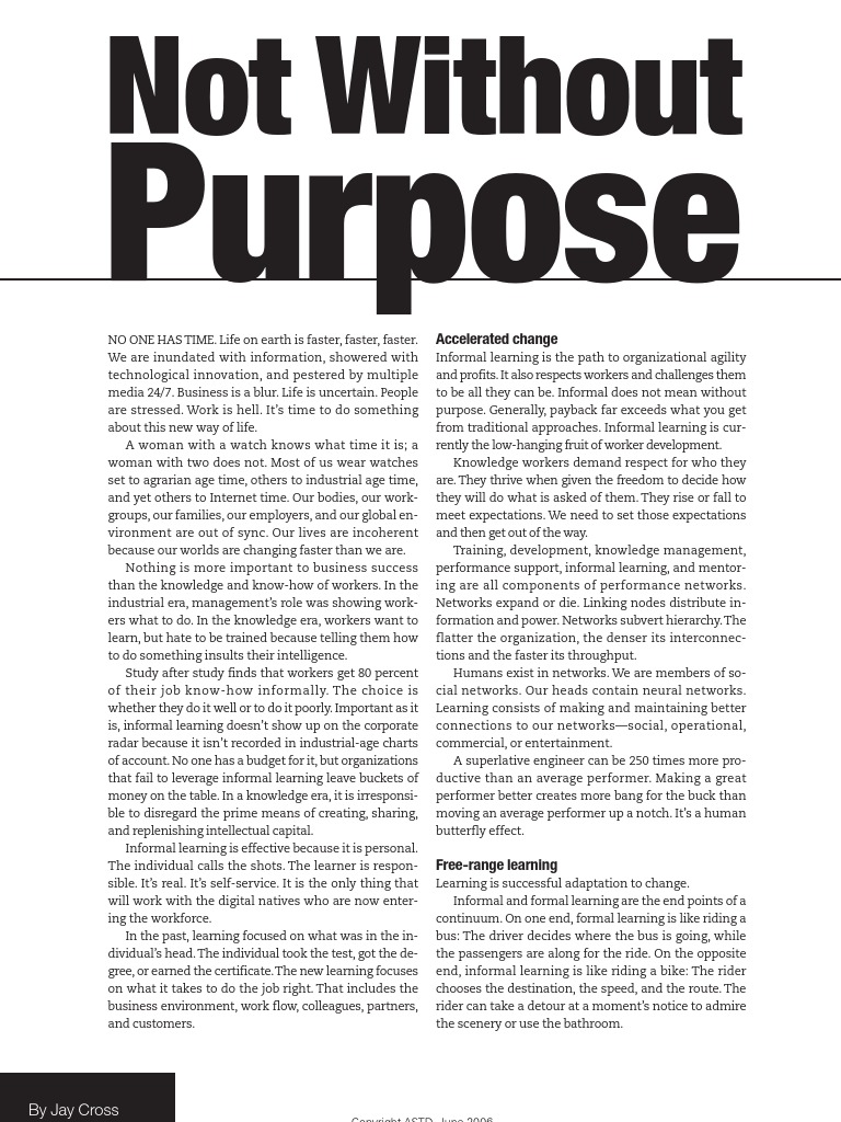Not Without Purpose | PDF | Educational Technology | Learning