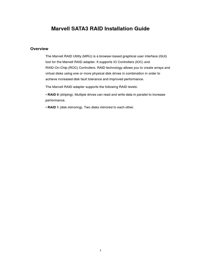 Marvell SATA3 RAID Installation Guide | PDF | Web Browser | Graphical User Interfaces