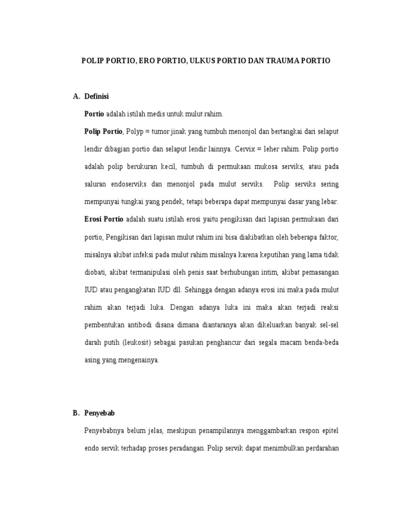 Polip dan Erosi Portio: Gejala dan Terapi | PDF