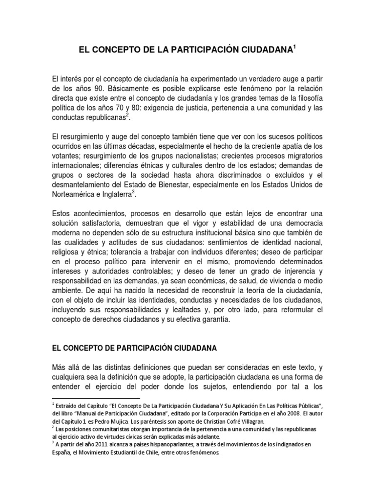 Definición de Participación Ciudadana | PDF | Ciudadanía | Democracia