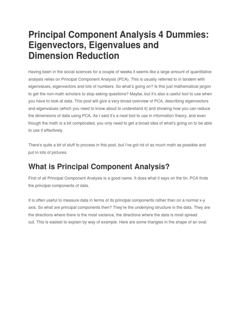 Principal Component Analysis 4 Dummies | PDF | Principal Component ...