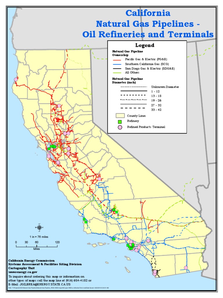 California Natural Gas and Refinery Map | PDF | Pacific Gas And ...