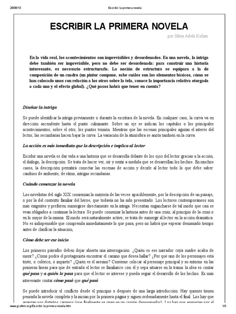 Guía para Escribir tu Primera Novela | PDF | Novelas | Composición ...