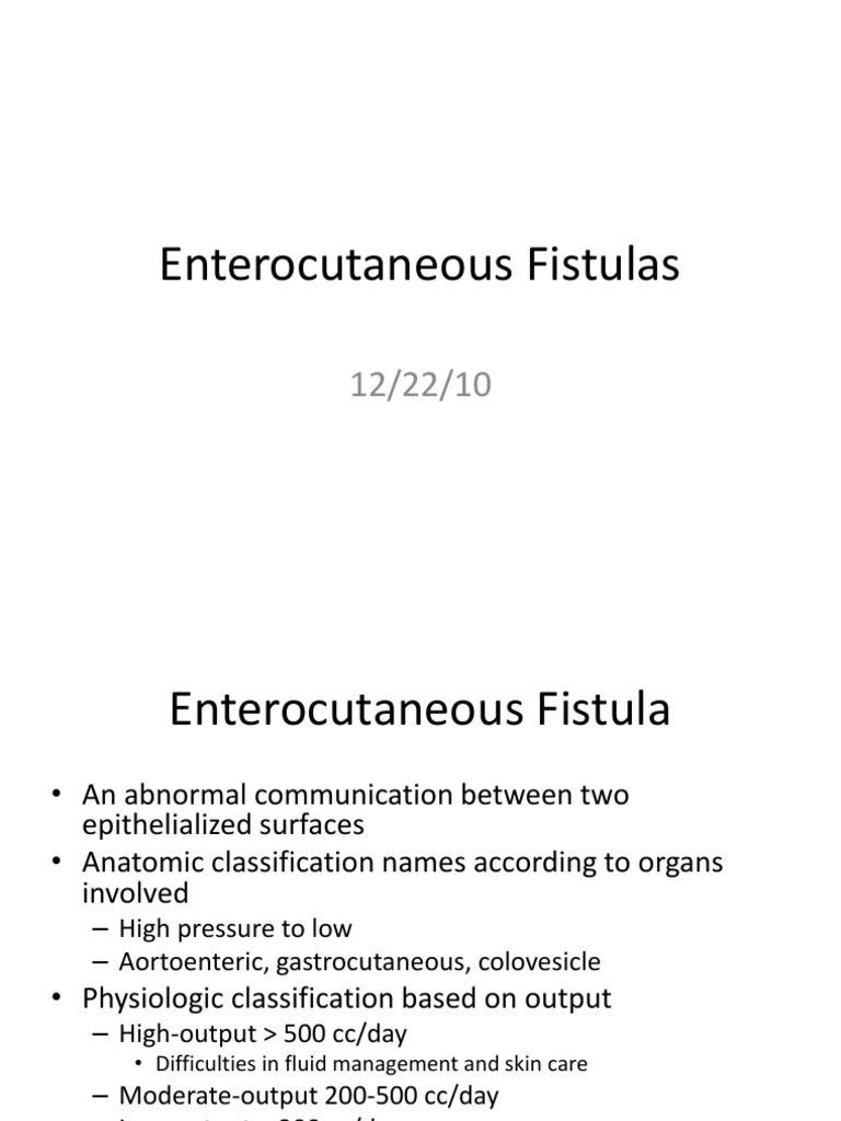 Enterocutaneous Fistulas | PDF | Gastrointestinal Tract | Inflammatory ...