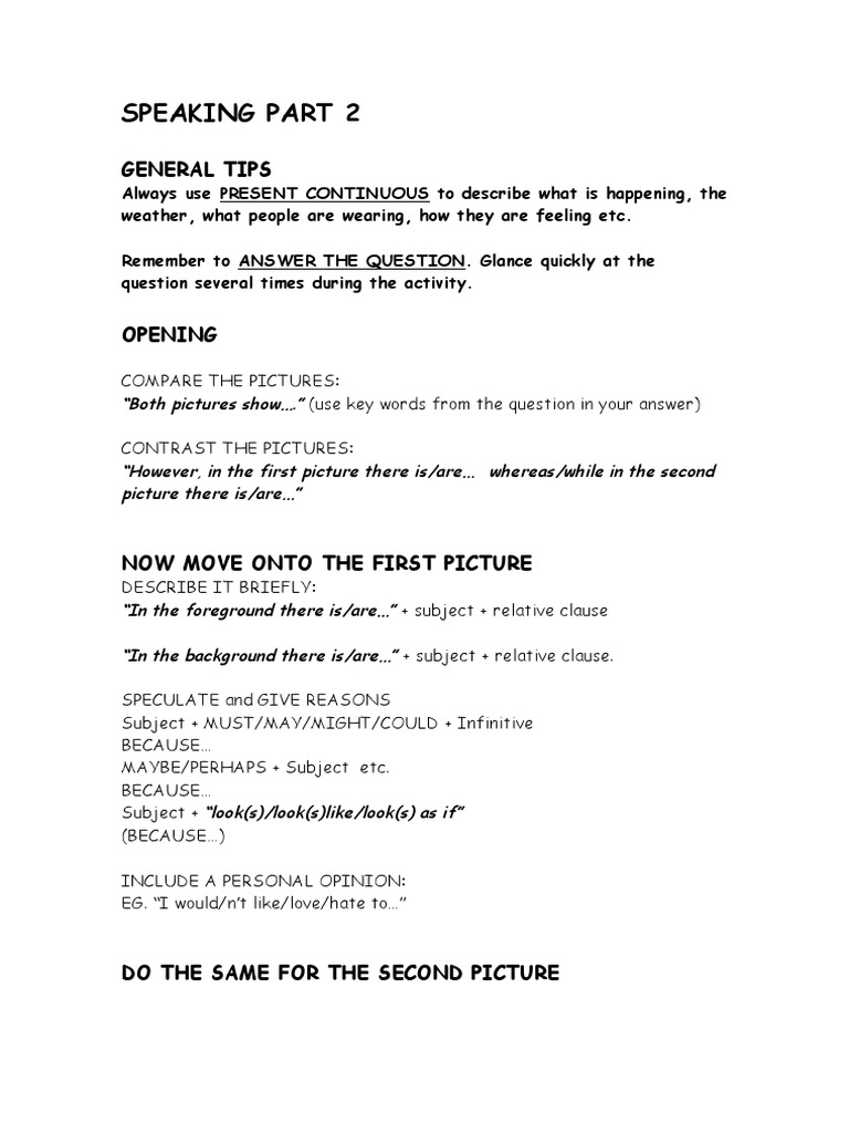 Speaking Part 2: General Tips | PDF | Teaching Methods & Materials ...