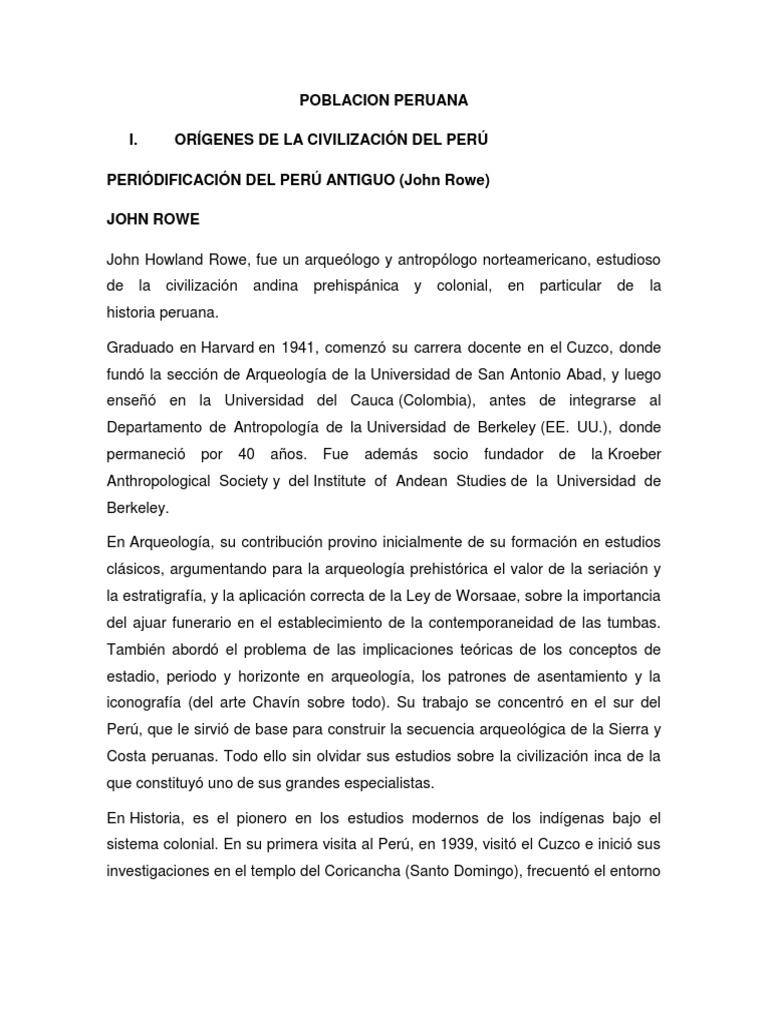 Orígenes de la Civilización Peruana | PDF | Perú | Arqueología