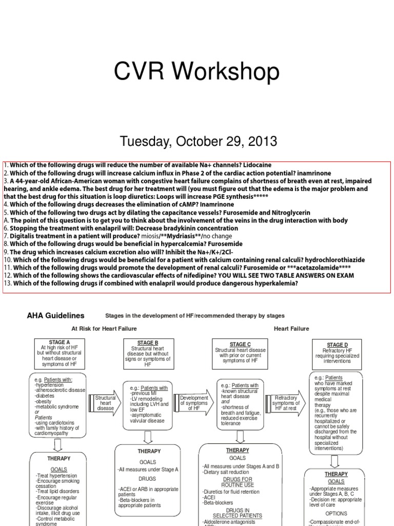 Handout - l38 - Workshop 13 | PDF | Cardiovascular Diseases | Heart Failure