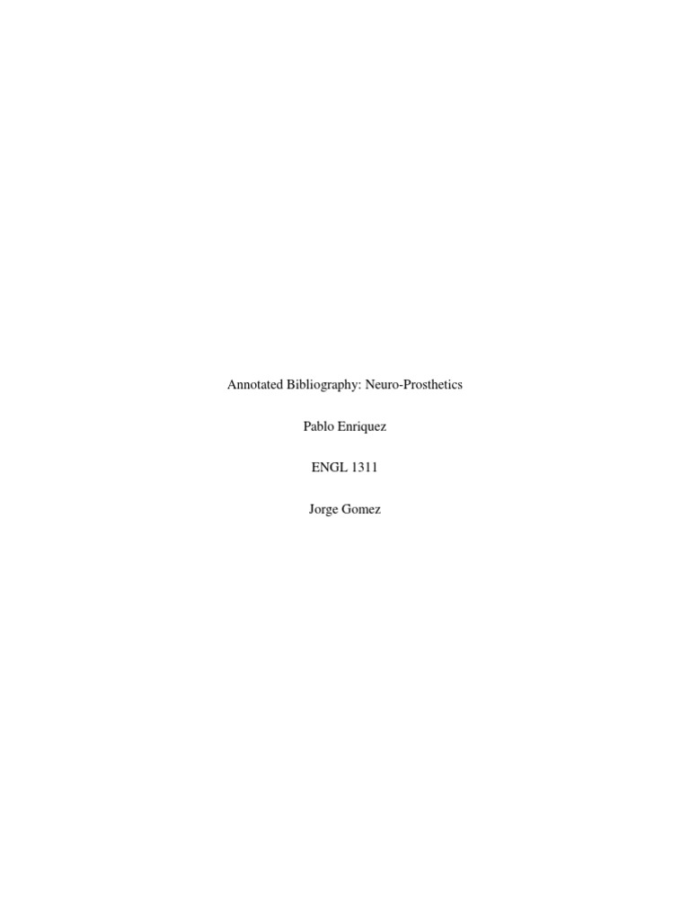 Annotated Bibliography Final Draft | Download Free PDF | Prosthesis | Nervous System