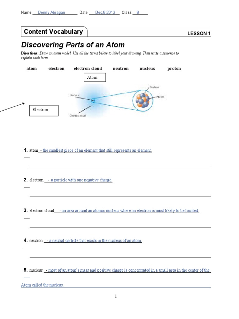 CH 7 Lesson 1 Denny | PDF | Atoms | Atomic Nucleus