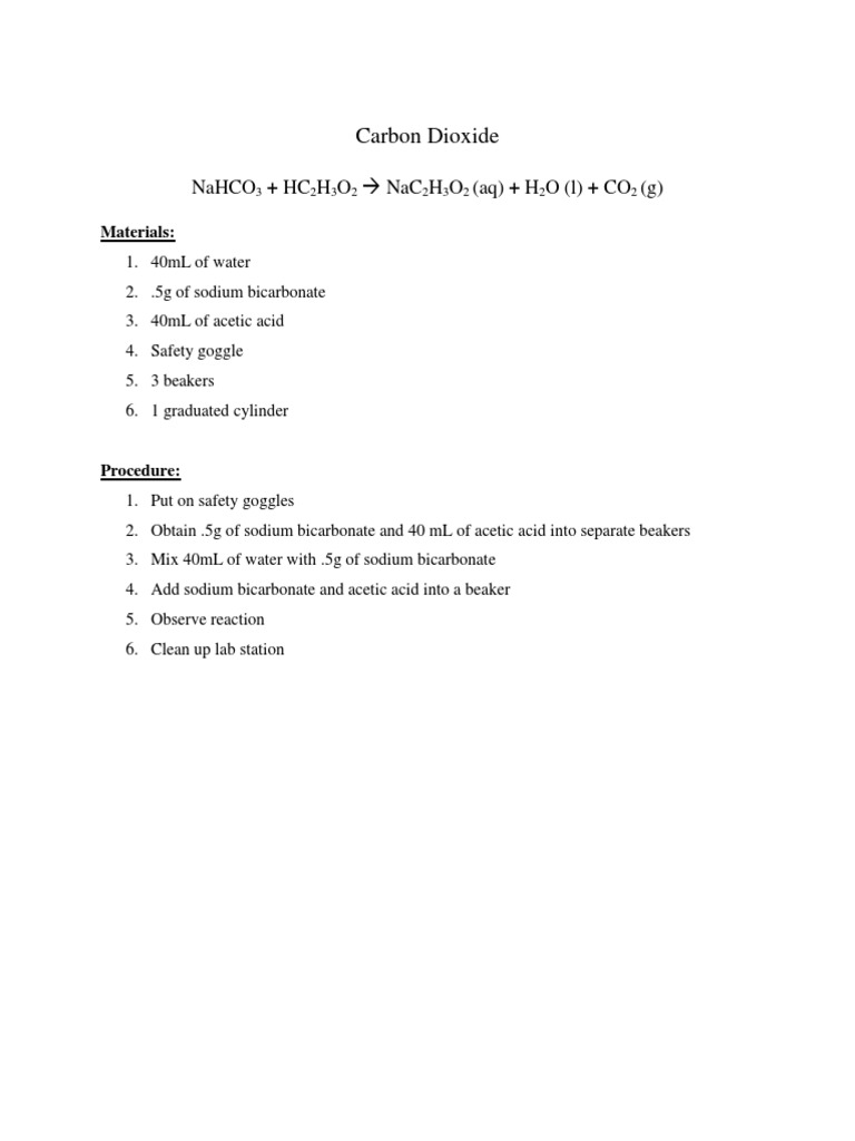 Sodium Bicarbonate Reaction Lab | PDF