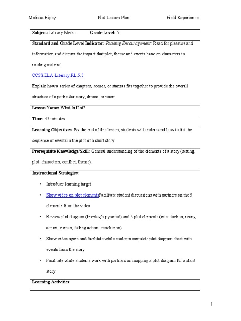 Mhigey Plot Lesson Plan | PDF | Plot (Narrative) | Lesson Plan