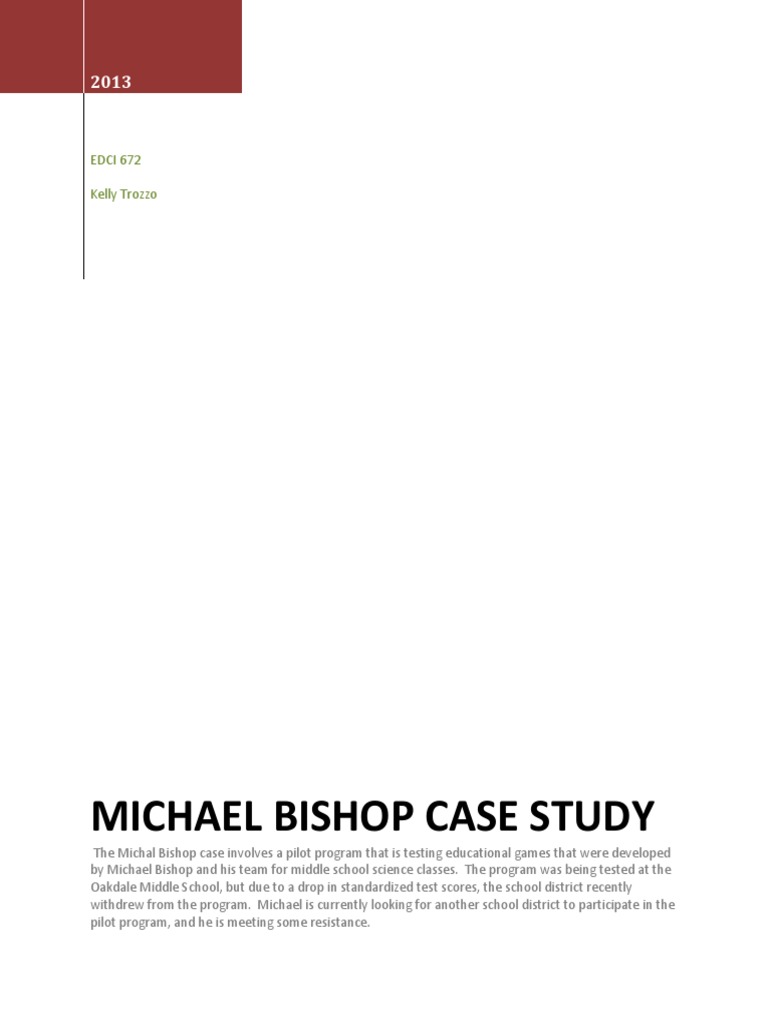 Michael Bishop Case Analysis | PDF | Standardized Tests | Inquiry Based ...