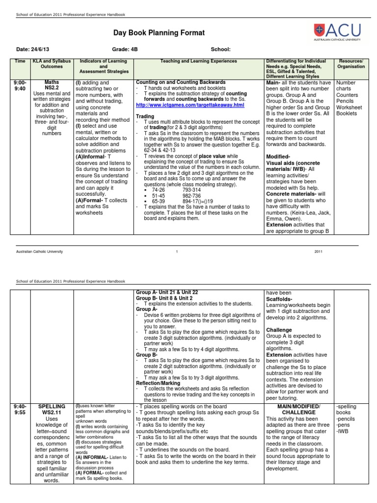 Day Book | PDF | Classroom Management | Cognition