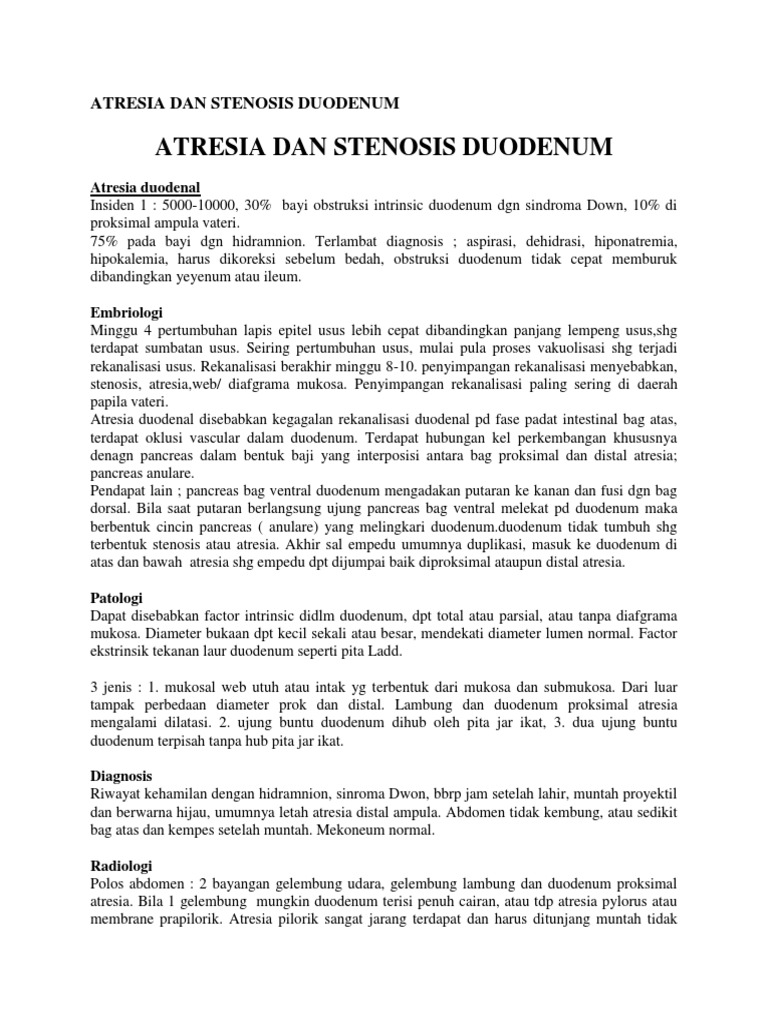 Atresia Dan Stenosis Duodenum | PDF