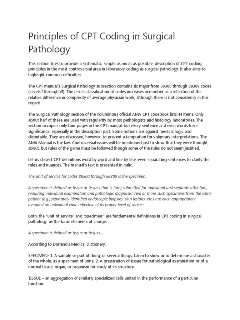 Principles of CPT Coding in Surgical Pathology | PDF | Pathology ...