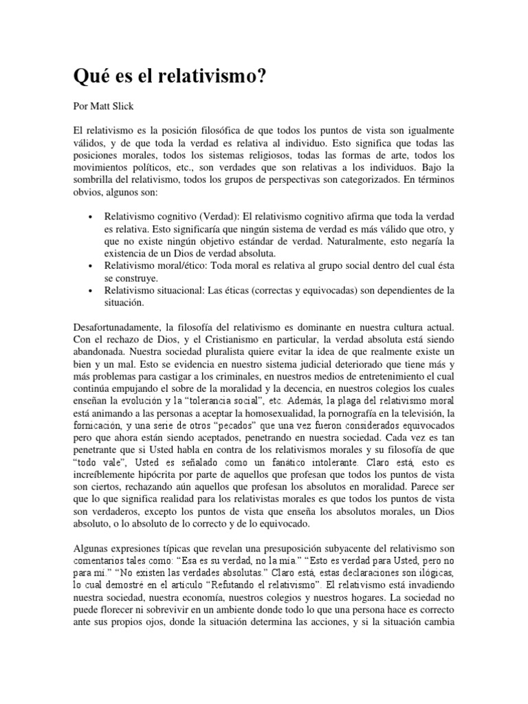 Qué Es El Relativismo | PDF | Relativismo | Gravedad