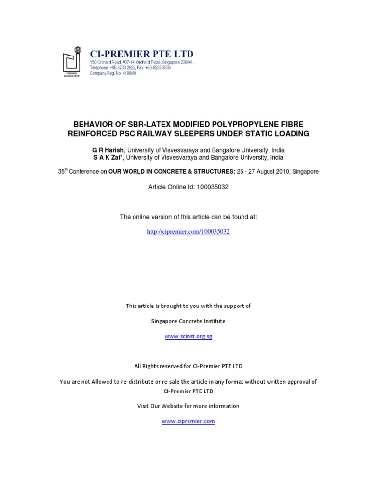SBR-Latex PSC Sleepers Static Load Study | PDF | Track (Rail Transport ...