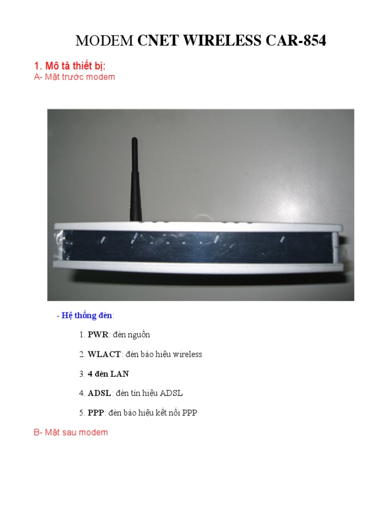 Modem CNET Wireless CAR-854 | PDF