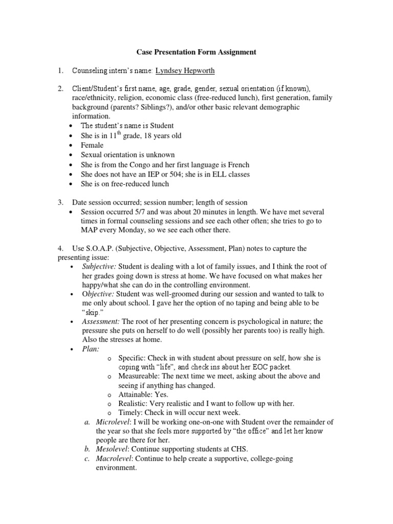 Spring Case Presentation | PDF | Solution Focused Brief Therapy ...