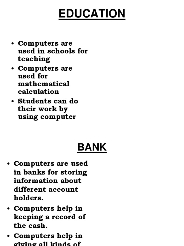 Uses of Computers in Various Sectors | PDF | Business | Art