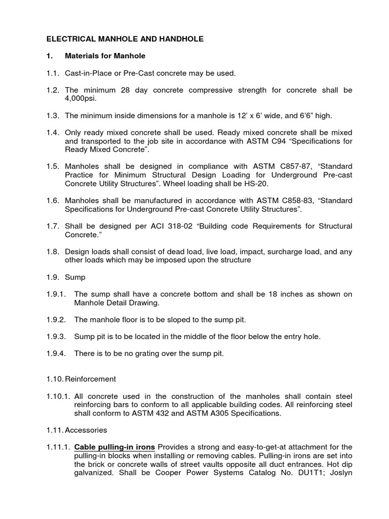 Electrical Manhole and Handhole Design Guide | PDF | Precast Concrete ...