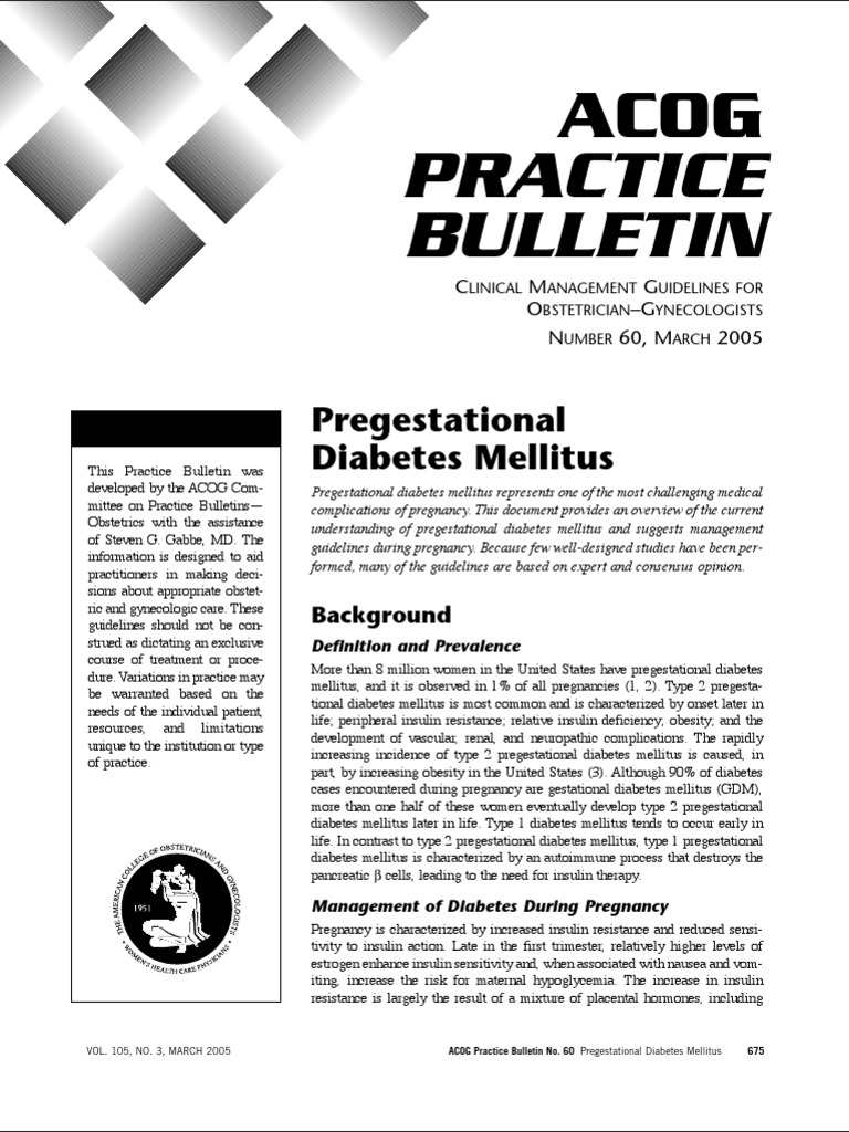 60-2005 - Pregestational Diabetes Mellitus | PDF | Diabetes Mellitus ...