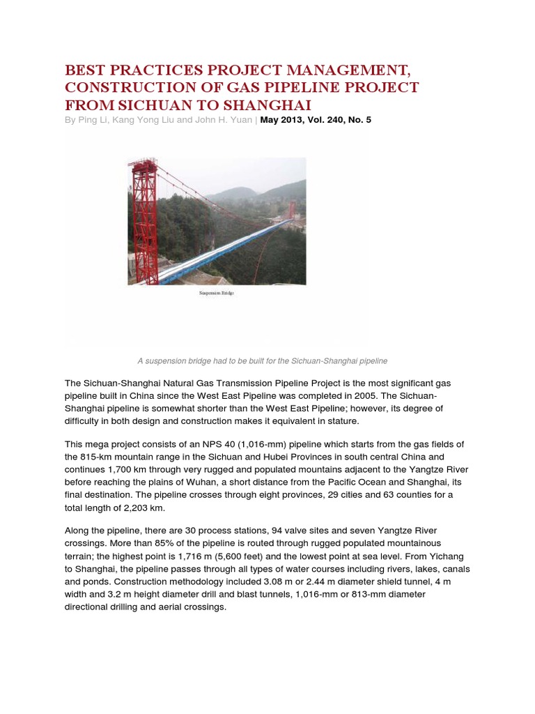 Best Practices Project Management Gas Pipeline Construction | PDF ...