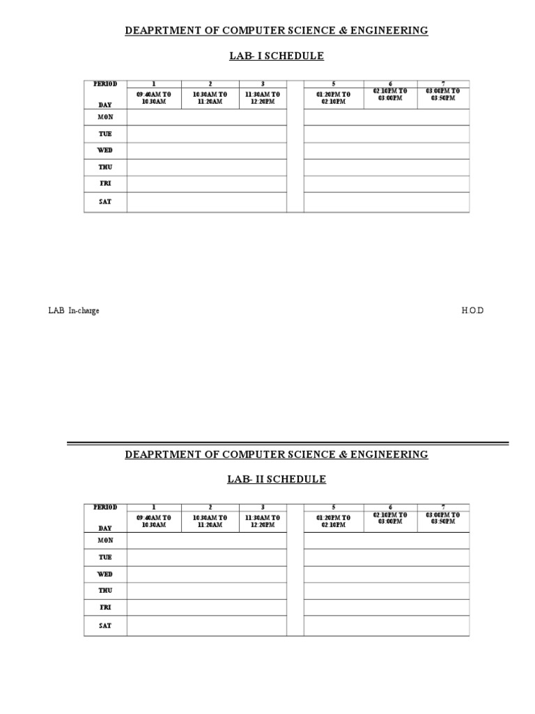 Computer Science Lab Schedule | PDF