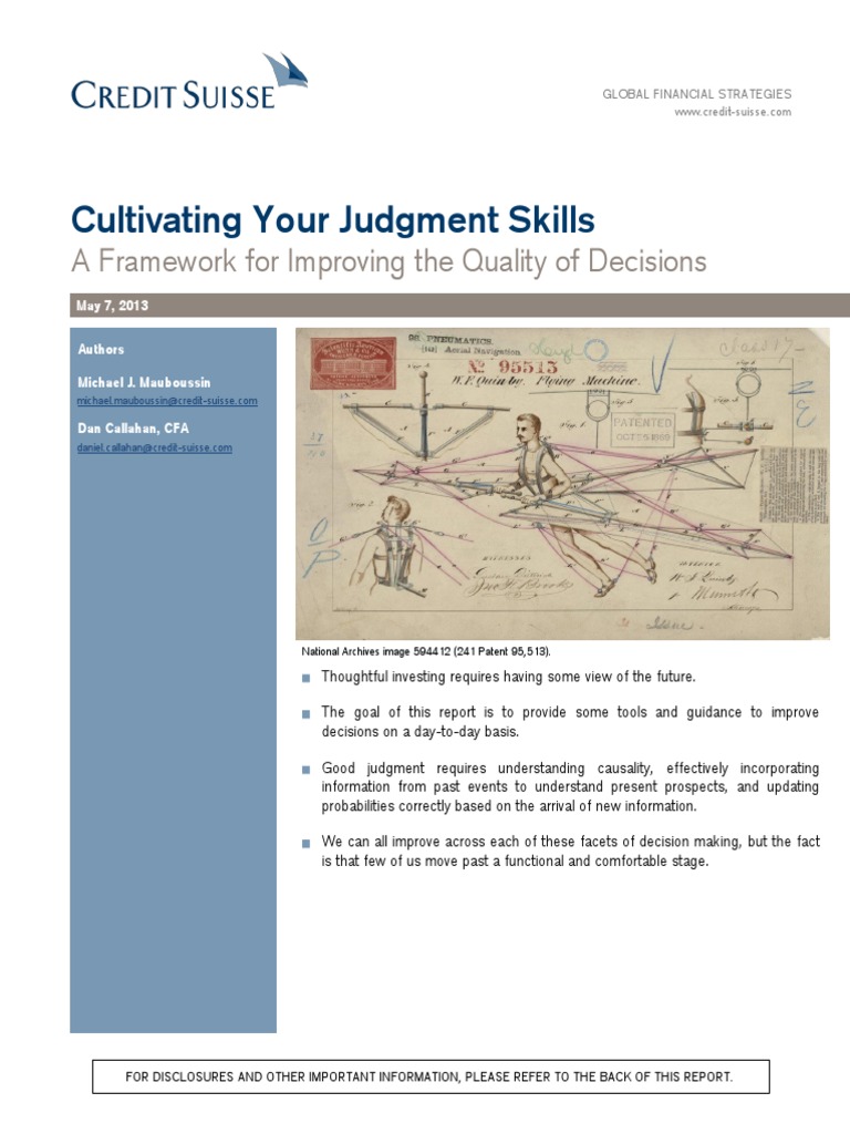 Cultivating Your Judgement Skills | PDF | Credit Suisse | Causality