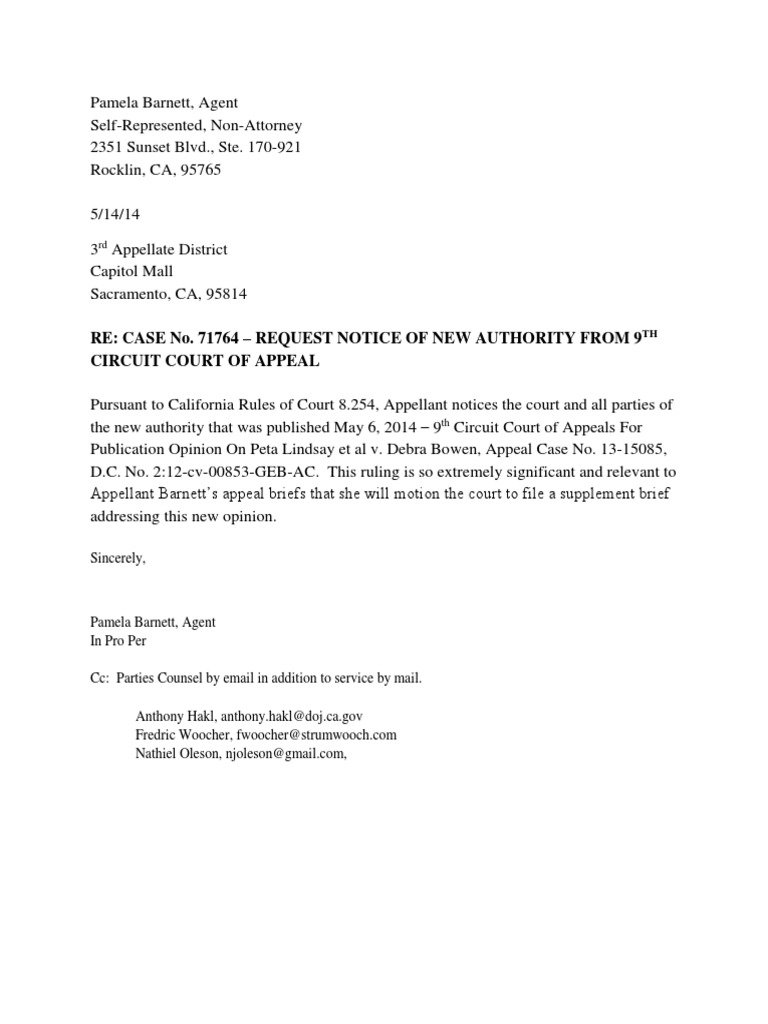 Noonan V Bowen - Request For Continuance of Oral Argument | PDF
