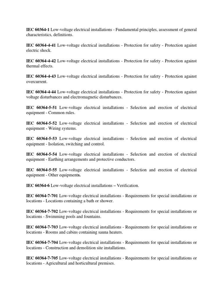 IEC 60364 List | PDF | Electrical Wiring | Photovoltaics