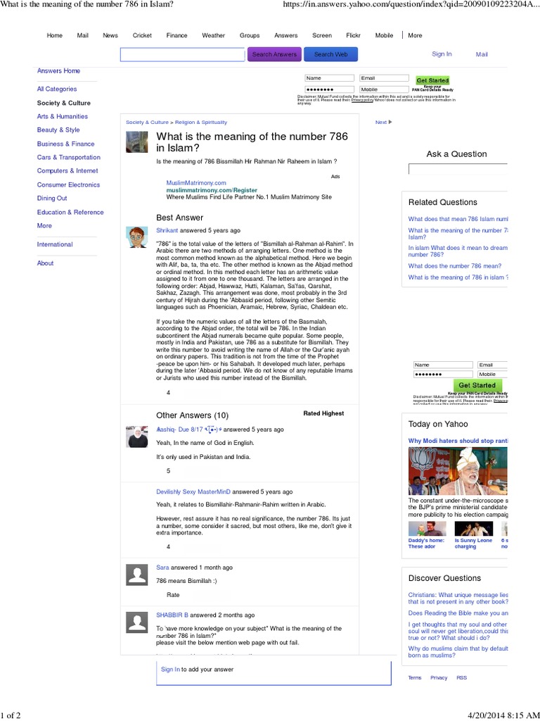 What Is The Meaning of The Number 786 in Islam | PDF | Abrahamic ...