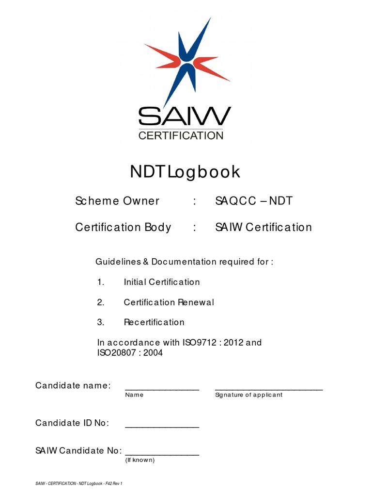 NDT Certification Logbook Guidelines | PDF | Nondestructive Testing ...