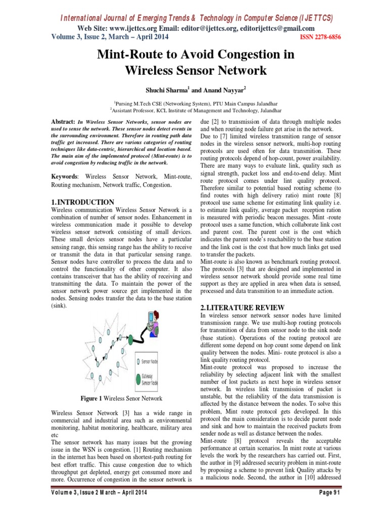 Mint-Route To Avoid Congestion in Wireless Sensor Network | PDF | Routing | Wireless Sensor Network