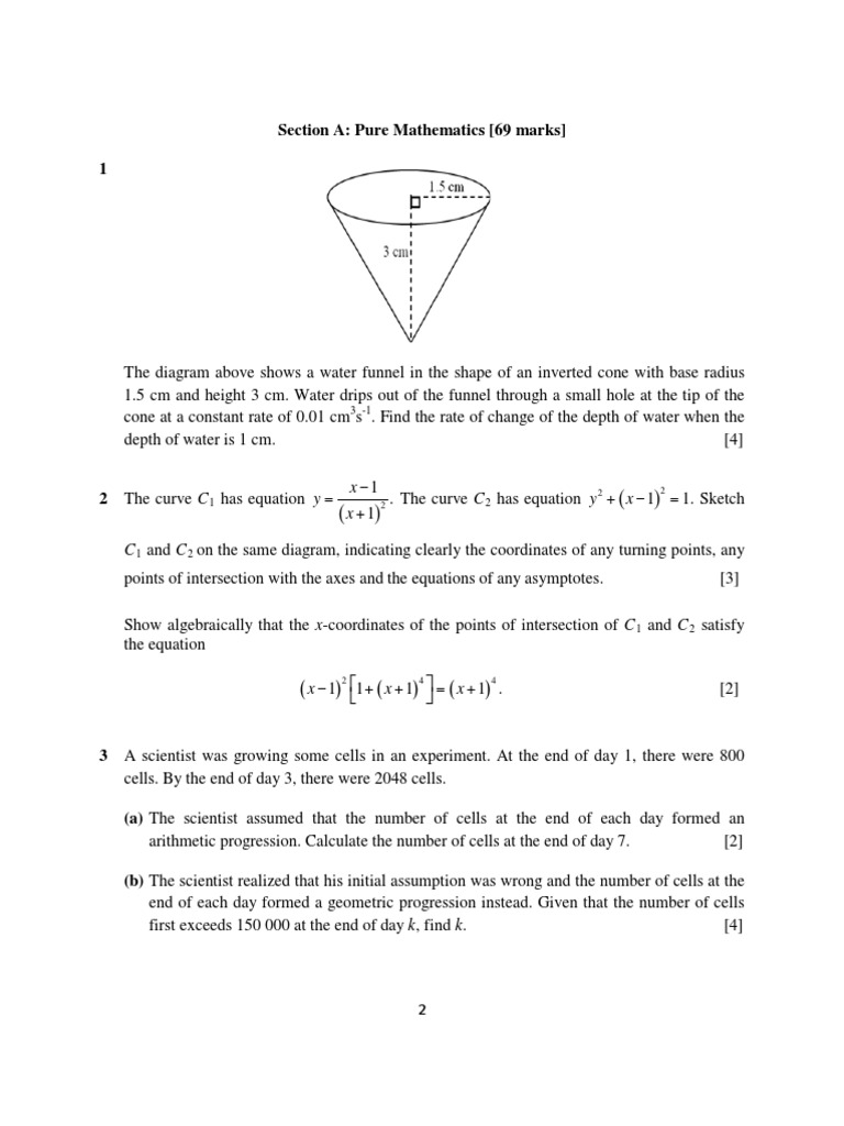 VJC JC 2 H2 Maths 2011 Mid Year Exam Questions | PDF | Plane (Geometry ...