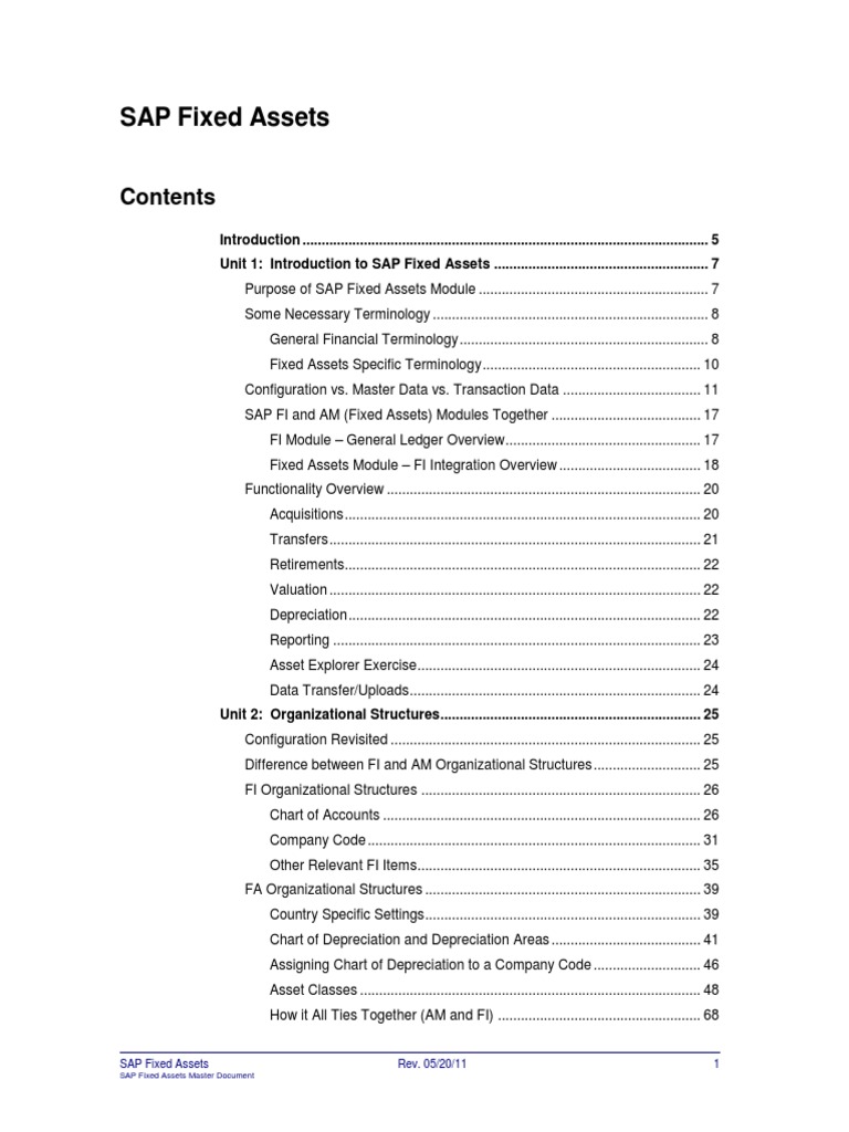 SAP Fixed Assets Guide | PDF | Depreciation | Fixed Asset